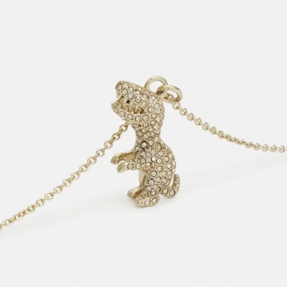 Coach | Jewelry | Coach Gold Rexy Pav Dinosaur Pendant Necklace | Poshmark
